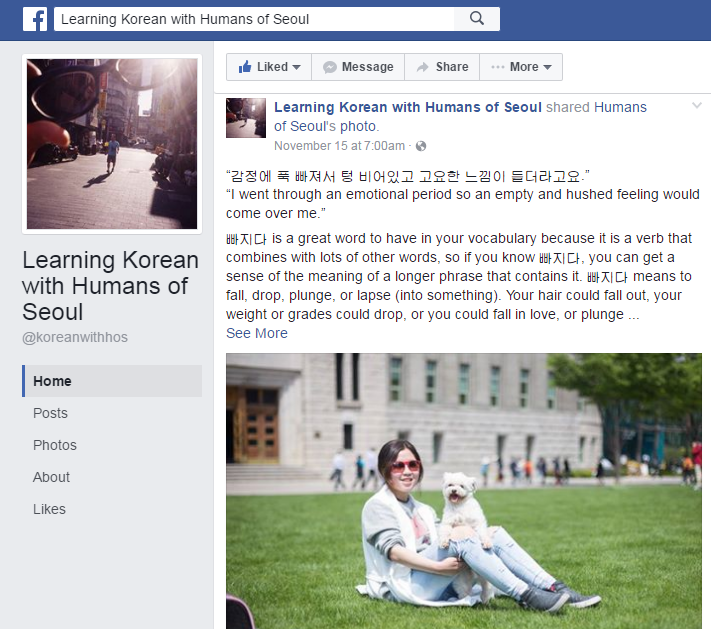 페북 추천: Learning Korean with Humans of Seoul | 서울드림